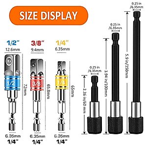 Flexible Drill Bit Extension Set 9pcs,Hex Shank 105°Right Angle Drill Bit Attachment,3pcs Universal Socket Adapter Set & Screwdriver Bit Set,3 Pcs 1/4”Hex Shank Drill Bit Holder Extension Set … …
