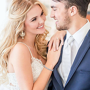 Hadskiss Wedding Tennis Bracelet for Brides Bridesmaid, White Gold Plated Marquise Cubic Zirconia Prom Jewelry, Silver Bracelet Wedding Party Jewelry for Women