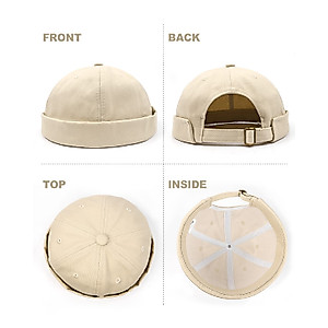 Zylioo XXL Oversize Watch Cap,Casual Harbour Hats for Big Heads,Roll-up Skull Caps,Large Adjustable Docker Hat Khaki