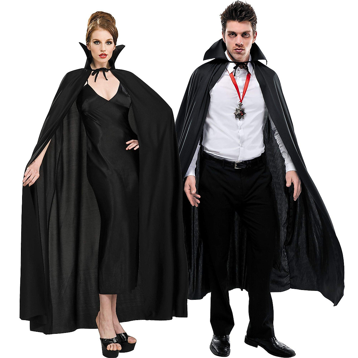 Amscan Full Length Black Cape Costume Accessory - Standard Size (Pack of 1) - Elegant, Mysterious Fabric Drape for Costumes & Occasions