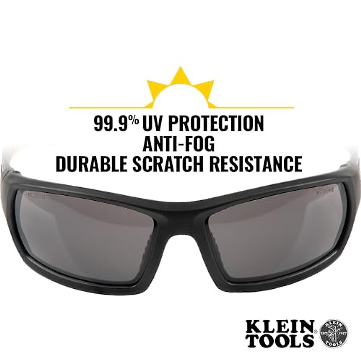 Klein Tools 60164 Safety Glasses, Professional PPE Protective Eyewear with Full Frame, Scratch Resistant and Anti-Fog, Gray Lens