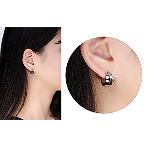 MELUOGE 2 Pairs Unique Fashionable Stainless Steel Small Hoop Earrings for Men Women Huggie Earrings (gold with Silver) Rose Gold (silver)