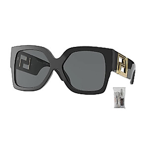 Versace VE4402 GB1/87 59MM Black/Dark Grey Rectangular Sunglasses for Women + BUNDLE with Designer iWear Eyewear Kit