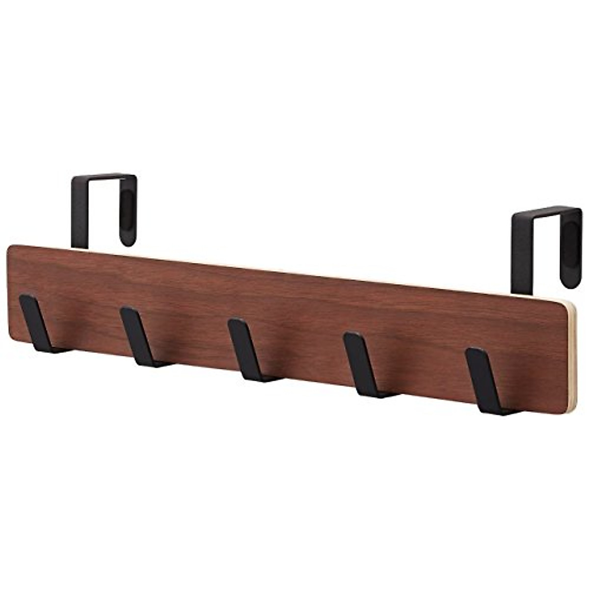 Yamazaki Home Ply Over The Door Hooks - Hanging Coat Rack, Wood, Over-The-Door, Minimal Assembly Req. Brown Small