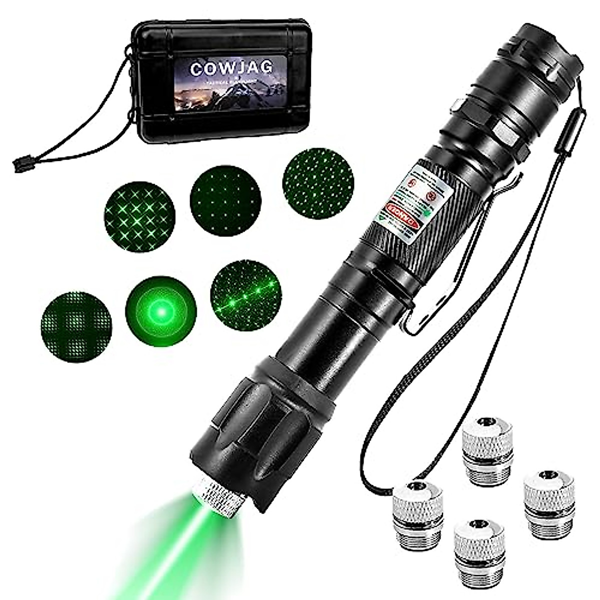 Cowjag Green Laser Pointer High Power, Tactical Long Range [12,000 Ft] Laser, Rechargeable Laser, Single Push On/Off, Adjustable Focus Laser with Carrying Case (Green Light)
