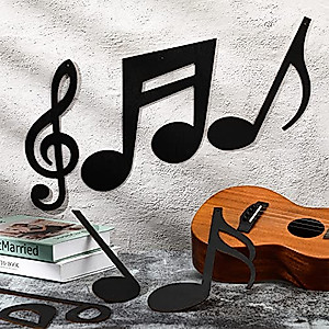 Yulejo 8 Pieces Treble Clef Wooden Wall Decor Black Music Notes Art Hanging Note Wood Decorations for Home Decorative Musical Studio Party
