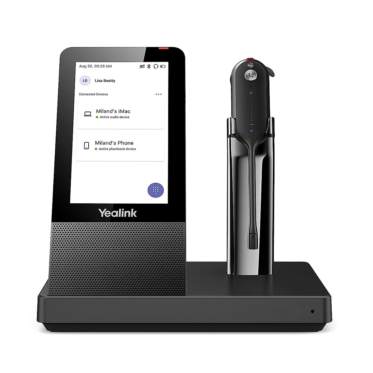 Yealink WH67 Wireless Headset with WHC60 Wireless Charger Bluetooth Headset with Microphone DECT Headset for Computer Laptop PC Office VoIP Phone Teams Certified(for Microsoft Optimized)