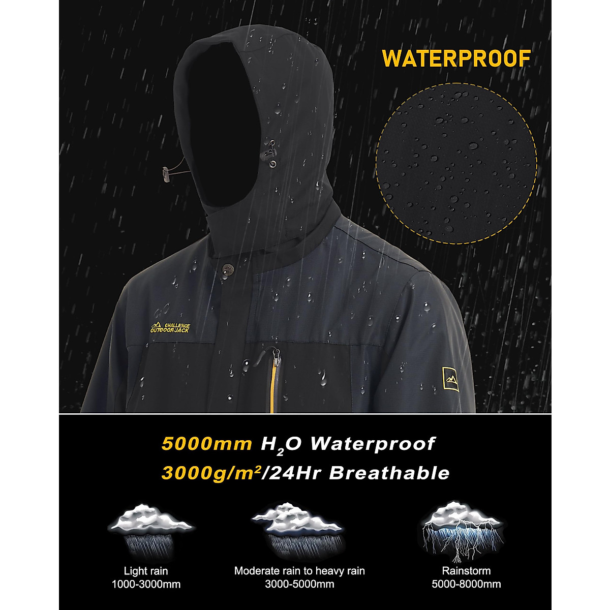 MAGCOMSEN Mens Windbreaker Jackets Rain Jacket Climbing Waterproof Jacket Travel Lightweight Jacket Cycling Jacket Outdoor Coats