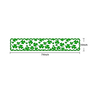 Vedran St Patricks Day Table Runner Decoration, Lace Embroidery Table Runners with Green Irish Shamrock 71 x 13 Inch for St Patricks Day Holiday and Spring Decorations