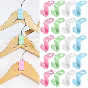 SLMT Clothes Hanger Connector Hooks 40PCS Space Saving Hanger Extender Closet Organizer for Shirt Hangers Velvet Huggable Hangers Wooden Hanger (40 Pack)