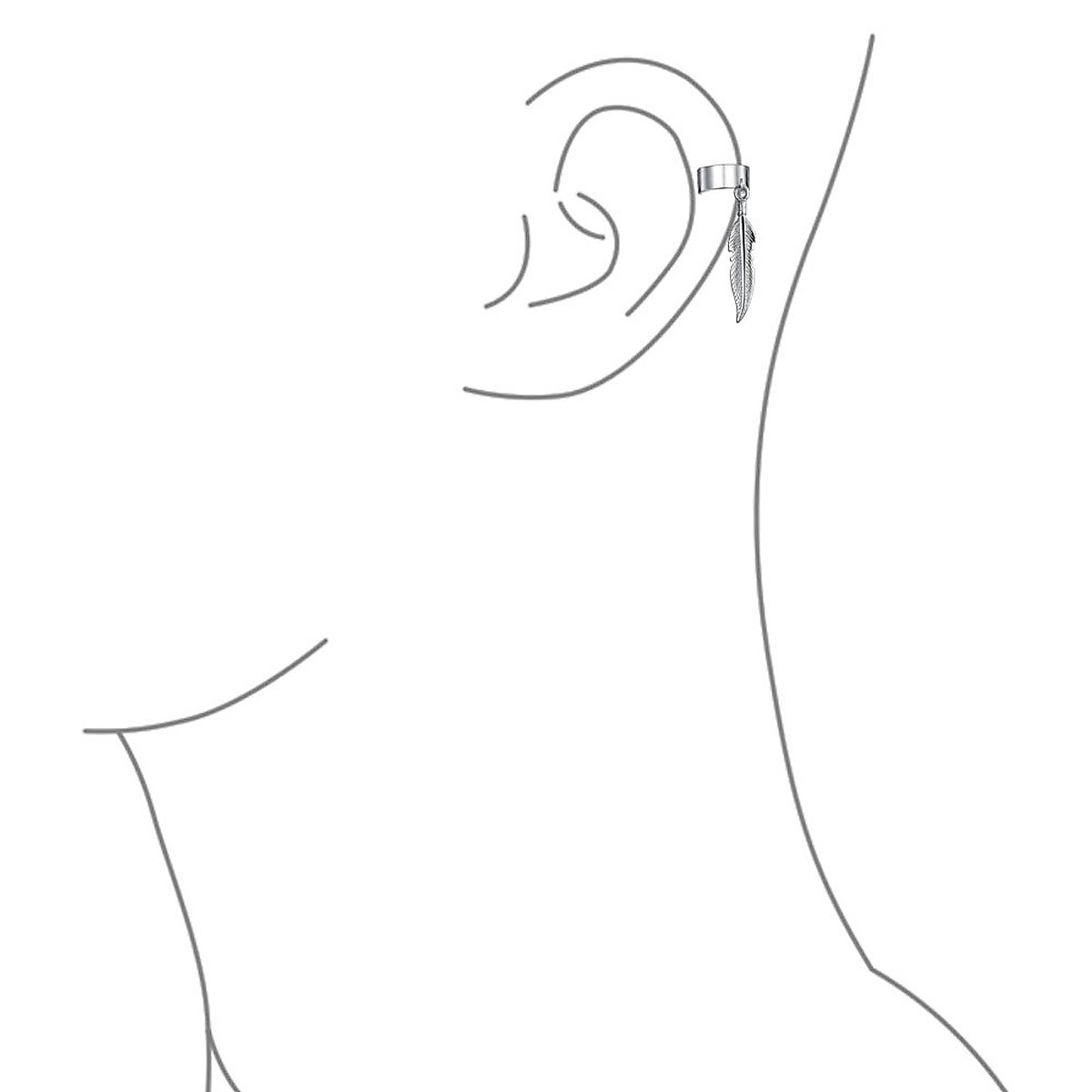 Western Jewelry Native American Feather Leaf Dangling Cartilage Ear Lobe Helix Earrings Warp Chain Ear Cuff Earrings For Women .925 Sterling Silver