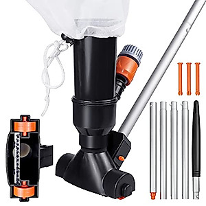 Swimming Pool Jet Vacuum Cleaner Underwater with 5 Section Pole, Portable Pool Mini Jet Vacuum Suction Head for Above Ground Pool Spas Hot Tub Ponds & Fountains