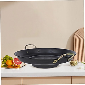 Amosfun Flat Bottom Concave Gong Pot Non Stick Baking Pan Fry Pans Crepe Pan Breakfast Pan Traditional Round Skillet Practical Non-stick Frying Pan Discada Disc Cooker Wok Stainless Steel