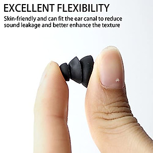 TORMEN Triple Flange Replacement Ear Tips Sleeves, Conical Silicone  Earbuds Noise Eartips Compatible for Inside Diameter 4mm-5mm in-Ear Earphones [S/M/L 3 Size] (6 Pairs, Black)