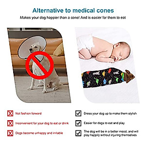 LovinPet Big Dog Wound Care/Surgical Recovery Shirt, Undershirt for Dog Coats, Anti Licking, Pet Anxiety Onesies for Dogs, Dinosaurs in Space Print, Large Breed Dog Clothes, Dog Jammies/XL