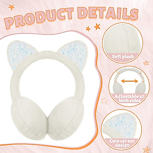 Henoyso 2 Pcs Cute Animal Earmuffs Winter Kids Earmuff Warm Fluffy Cat Ear Earmuffs for Girls Boys Kids Children Outdoor (Pink, White)