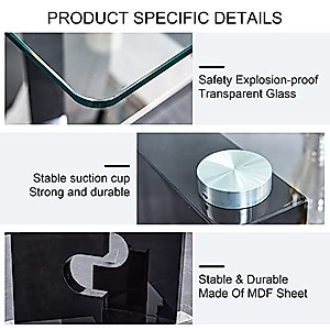 LFVFFA Glass Dining Table, Dining Table and Chairs Set,63" Glass Dining Room Table Set for 6-8，Modern Dining Room Furniture Set,for Dining Room，Kitchen (Double Black+63'', Single Table)