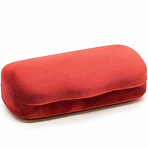 Modern Eyewear Hard Sunglasses Case | Velvet Protective Hard Glasses Case for Men and Women with Cleaning Cloth | Large Red