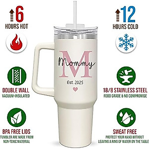 Personalized Custom Mama Tumbler, Mama Tumblers With Handle And Straw, Mothers Day Tumbler Gifts, Mommy Cups, Gifts For Moms, Birthday, Christmas