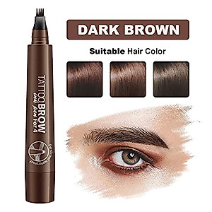 4 Point Eyebrow Pencil Dark Brown Waterproof Tint Makeup Pen Creates Natural Looking Brows and Stays on 24H