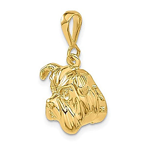 IceCarats 14K Yellow Gold Bulldog Necklace Charm Pendant 26mm x 16mm Only