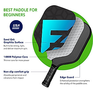 Sporty Blue Graphite Pickleball Paddle | USAPA Approved | for Beginners to Pro | Textured for Max Control & Spin | Graphite Pickleball Racket w/Honeycomb Polymer Core (Sporty Blue)