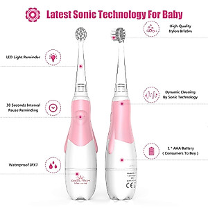 DADA-TECH Baby Electric Toothbrush with Replacement Heads (Round)