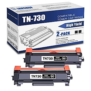 TN730 Compatible TN-730 Black Toner Cartridge Replacement for Brother TN-730 DCP-L2550DW MFC-L2710DW HL-L2350DW HL-L2370DW HL-L2390DW Toner.(2 Pack)