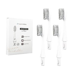 Flexforce V1 Toothbrush Replacement Heads, Adult and Kid Toothbrush Heads, Sonic, Clean Tongue Coating, Nylon (4 Packs, White)