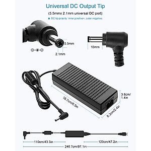 ALITOVE 24V Power Supply DC 24 Volt 5A AC Adapter 100-240V AC/DC Adapter Transformer Compatible 5 Amp 4A 3A 2.7A 2.5A 2A with 5.5 * 2.5mm/2.1mm Tip for LED Strip CCTV Camera Printer LCD Monitor