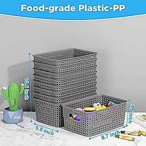 9 Pack Small Plastic Storage Baskets Durable Small Laundry Basket Organizer Bins Shelves Baskets for Kitchen Organization Countertops Desktops Cabinets Bedrooms Bathrooms, ‎8.7x 5.8x3.6 Inches