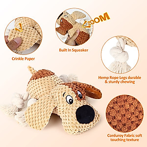 IOKHEIRA Interactive Squeaky Dog Toys Sturdy Plush Toy for Aggressive Chewers Large Dog Toys with Squeaker and Crinkle Material Tug of War Dog Toys