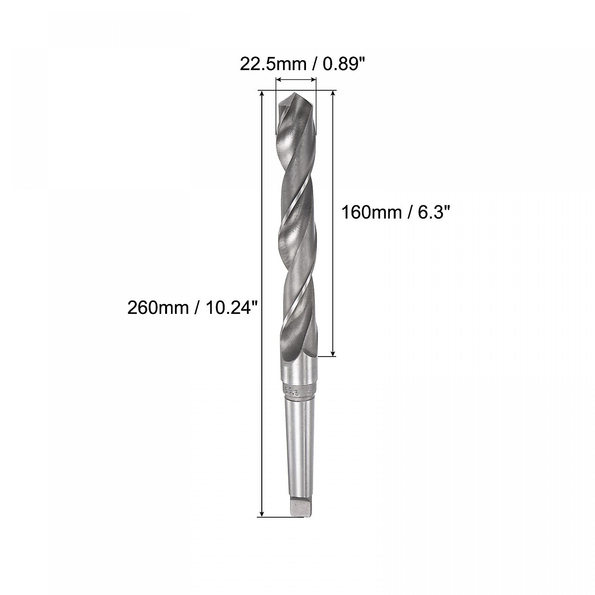 uxcell 22.5mm High-Speed Steel Twist Bit Extra Long Drill Bit with MT2 Morse Taper Shank, 260mm Overall Length