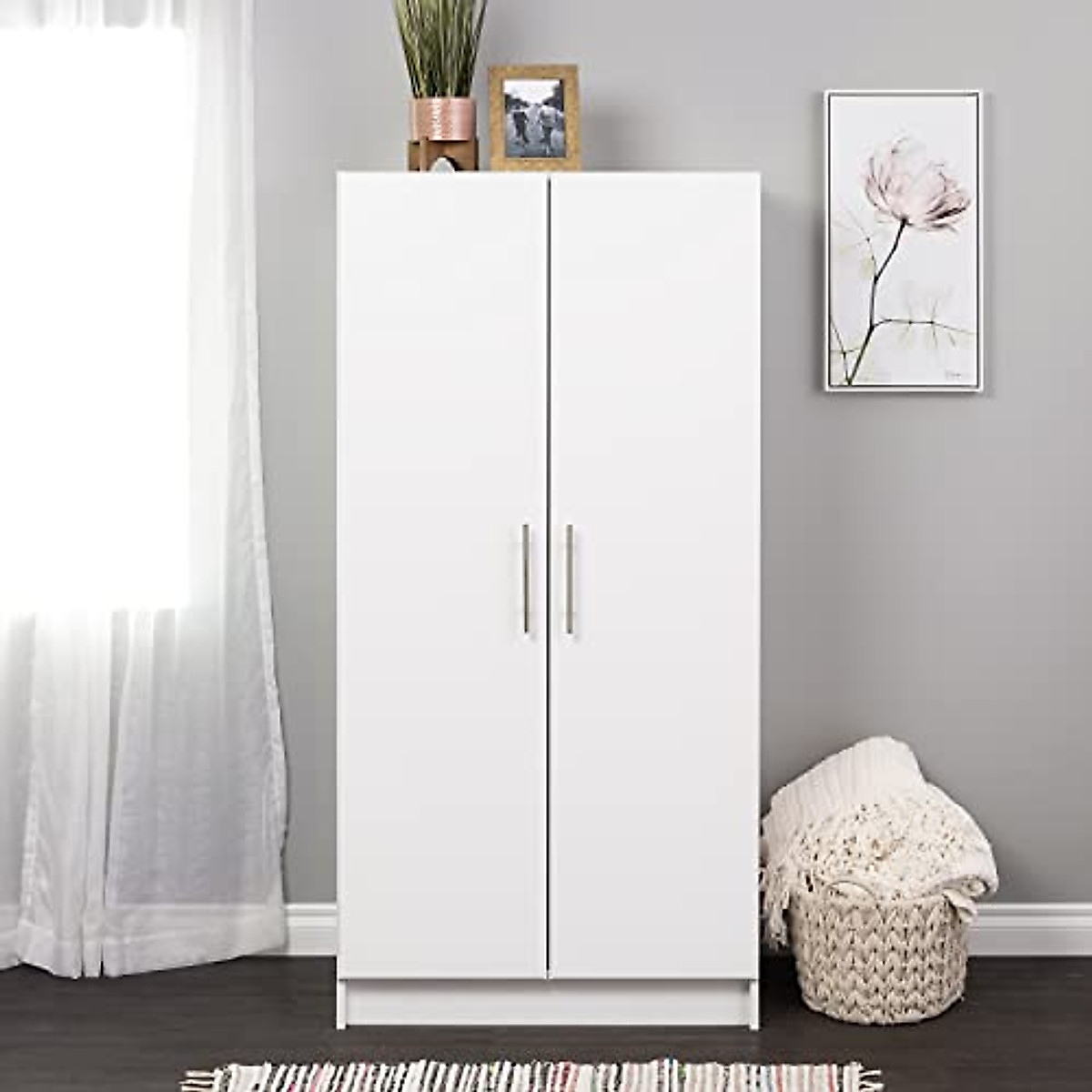 Prepac Elite Wardrobe with Storage, White