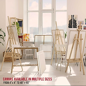 U.S. Art Supply Long Stretched Canvas for Painting 6x12 inch Gallery Depth 1-1/2" Thick, 3-Pack - 12oz Acrylic Gesso Triple Primed, Professional Artist Quality, 100% Cotton - Pouring, Oil Paint