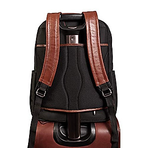 McKlein Logan, 1680D Ballistic Nylon with Leather Trim, 17" Nylon, Two-Tone, Dual-Compartment, Laptop & Tablet Backpack, Black (79085)