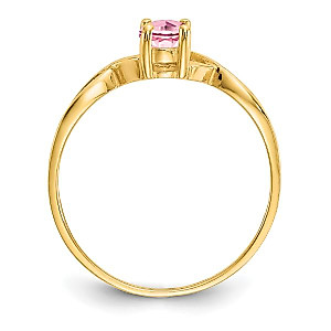 IceCarats 10K Yellow Gold Pink Tourmaline Ring Gemstone Band October Birthstone Jewelry Size 7.00