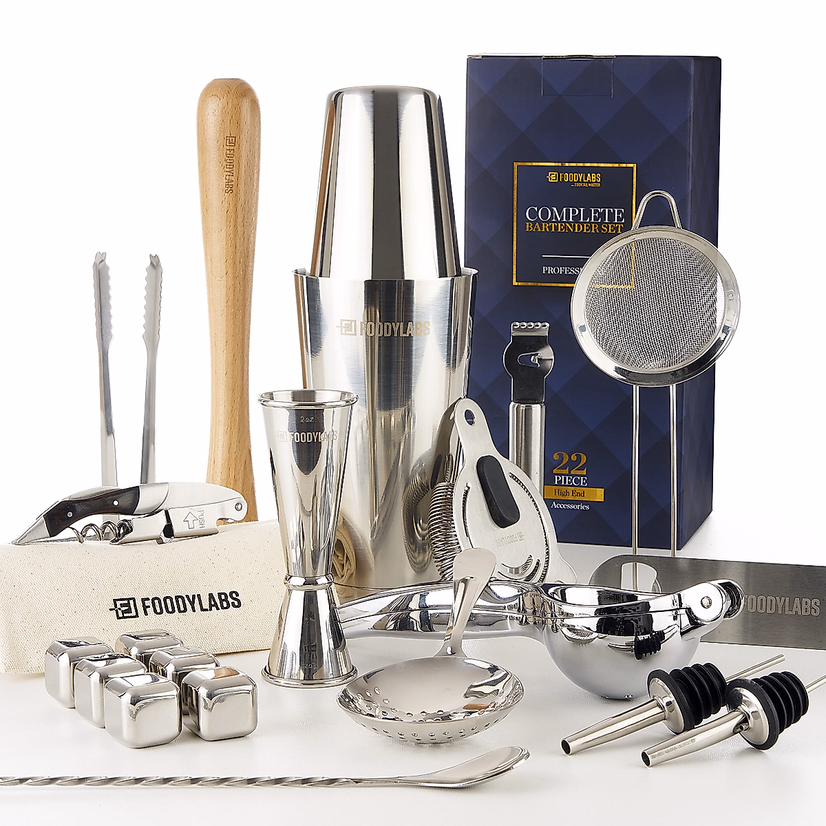 Cocktail Shaker Set | Mixology Bartender Kit | 22 Pieces Complete Premium Barware Tool Sets | All The Best bar Essentials for The Home and Professional Bartender | High-End Bartending kit