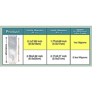 100 Pcs 2.1x7.08 inch (Inside Size 1.77x6.69 inch) Clear Front Vacuum Heat Sealable Pure Foil Bag Pouch for Packaging Food Storage Aluminum Foil Package