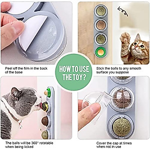 Cayse Cat Toys, 4 Natural Silvervine Catnip Balls, Edible Catnip Wall Toys, Safe Healthy Kitty Toys for Cats Lick, Kitten Chew Toys, Teeth Cleaning Dental Cat Ball Toy, Catnip Wall Treats