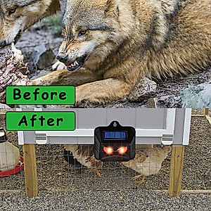 Phosooy 2 Packs Solar Powered Animal Repeller, Predator Eye Animal Deterrent Devices, Coyote Skunk Raccoon Deer Repellent for Chicken Garbage Can Farm Yard Protection