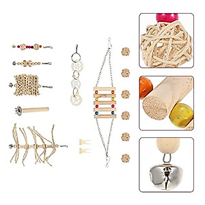 PATKAW Teething Toys Teething Toys Teething Toys 2pcs Bird Parrot Swing Parrot Swing Toy Bird Toy Set Wood Bird Toys Chewing Toys: 15pcs Teething Toy Wooden Toys Wooden Toys