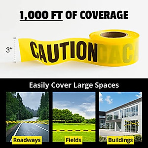 101 Safety Products 5mil Yellow Caution Tape | Heavy Duty 3" Wide for Maximum Visibility | Durable & 3X Stronger Than 3mil Tape | Barrier for Construction, Dangerous & Hazardous Areas | 1,000 Ft Roll