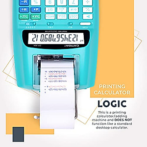 Printing Calculator with 12 Digit LCD Display Screen, 2.03 Lines/sec, Two Color Printing, Adding Machine for Accounting Use, AC Adapter Included (Light Blue)