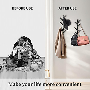 LUOYKOIFY Coat Rack Vertical Coat Rack Wall Mount Metal Coat Hook Wall Coat Tree Hat Rack for Entryway Bedroom Bathroom (8 hooks 2 pack)