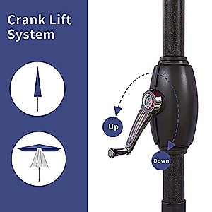 Aok Garden 6.5×10Ft Rectangular patio umbrella Outdoor table umbrella tilt with Push Button and Crank for Deck Pool Market, Navy Blue