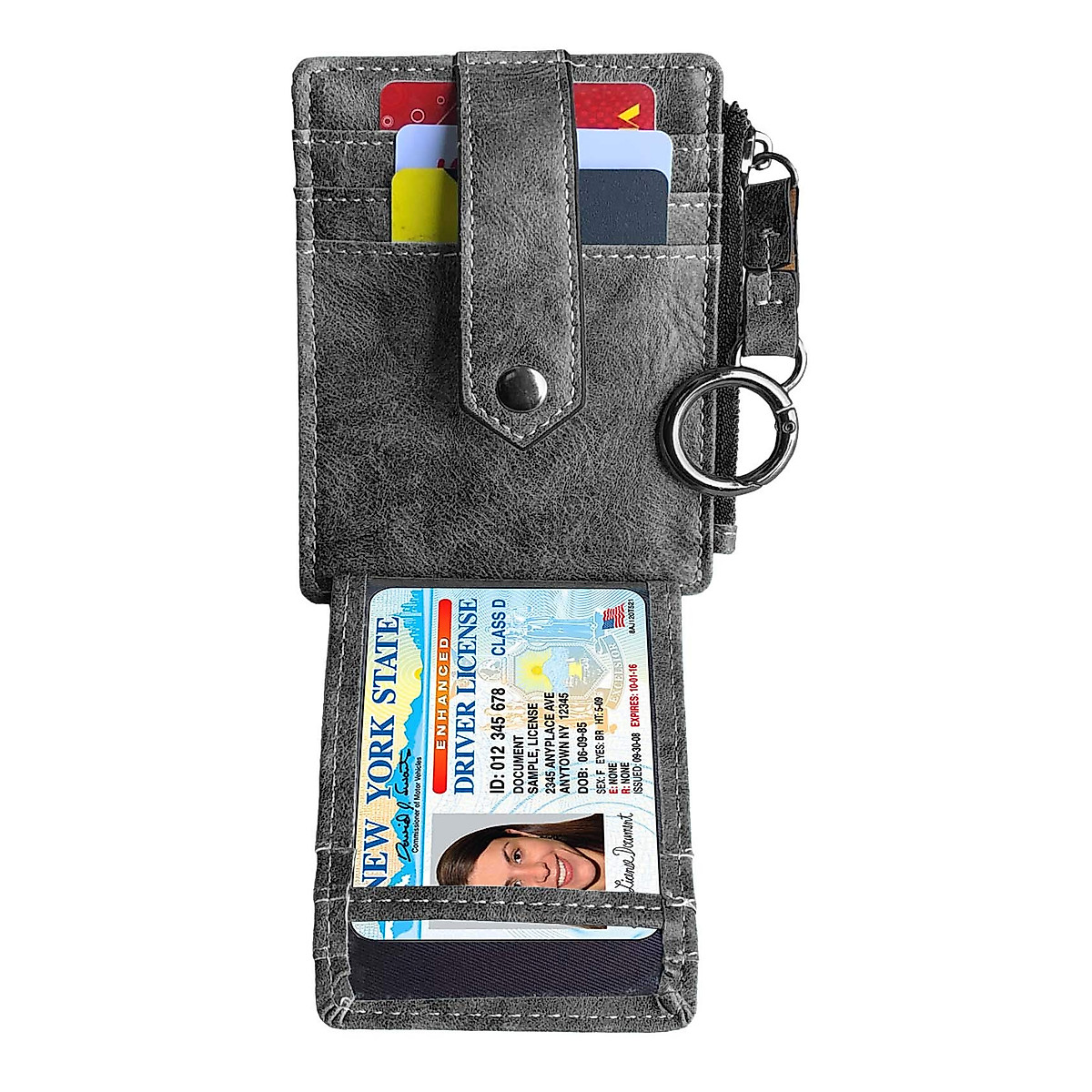 AOXONEL Card Wallet Leather Rfid Credit Card Holder for Women Compact Small Womens Wallet Ladies Slim Mini Coin Purse (Grey)