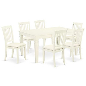 East West Furniture WEDA7-WHI-C Dining Room Table Set, 7-Piece