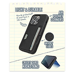 Smartish iPhone 13 Pro Wallet Case - Wallet Slayer Vol. 2 [Slim + Protective] Credit Card Holder with Kickstand - Black Tie Affair