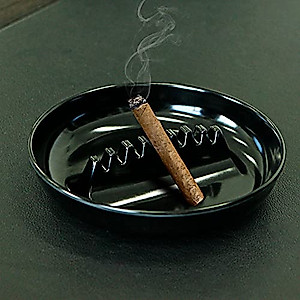 Premium Plastic Ashtray, Trash Can, Pack of 3, Round Black Large Size, for Indoor Outdoor Home Office Patio Restaurant Bar Hotel Use